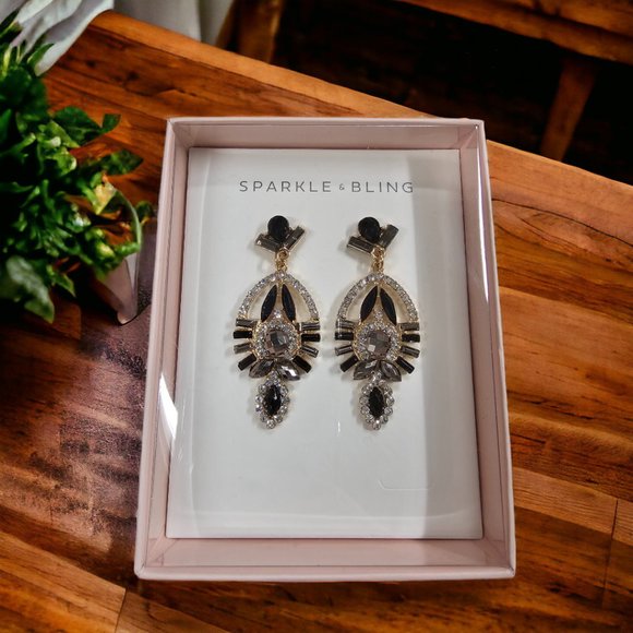 Sparkle & Bling | Jewelry | Nwt Sparkle Bling Earrings Black White ...